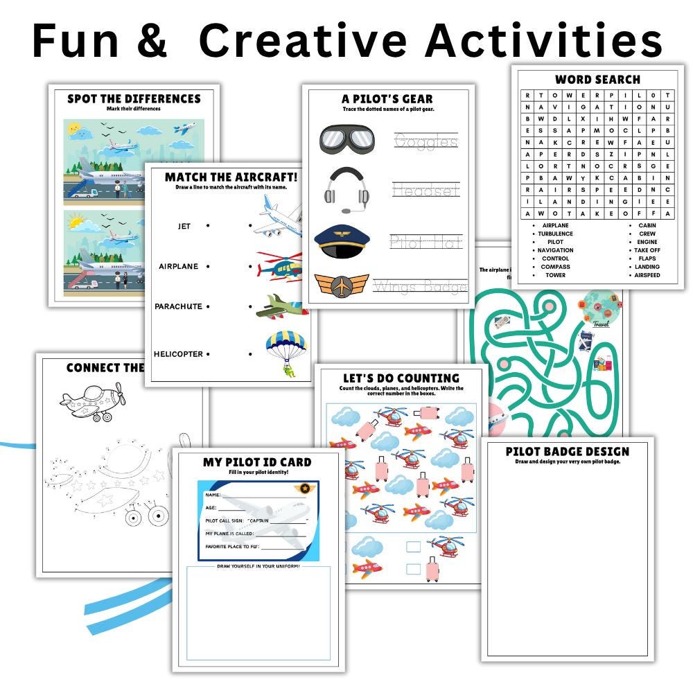Pilot Career Printable for Kids | Dream Job Coloring Pages & Activities ...