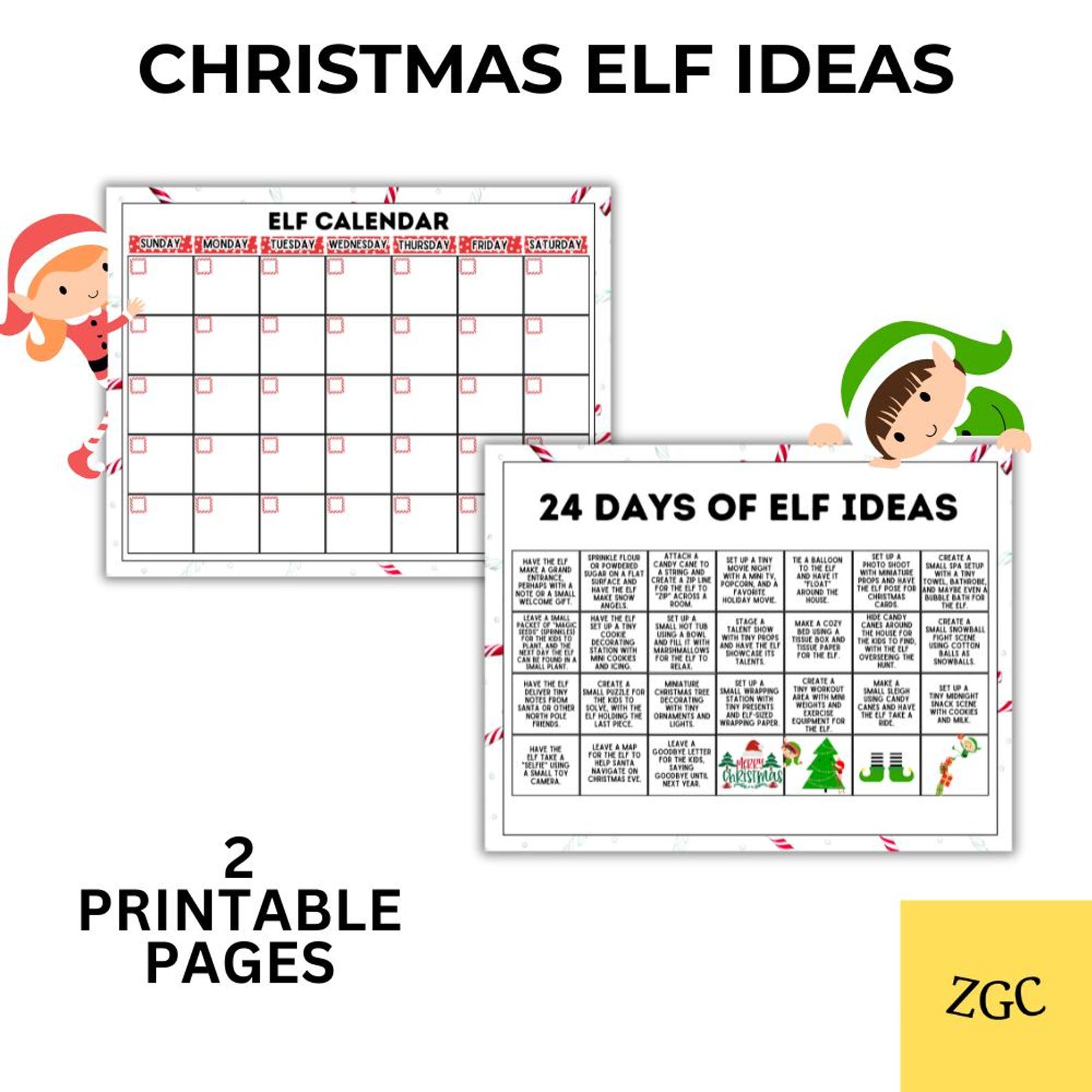 Holiday Elf Ideas Printable | 24-day Elf Activity Calendar | Christmas ...