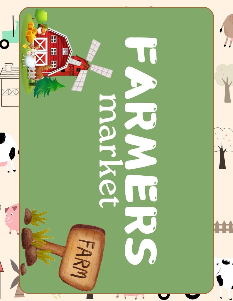 Farmers Market Dramatic Play Printable Set for Kids, Pretend Play ...