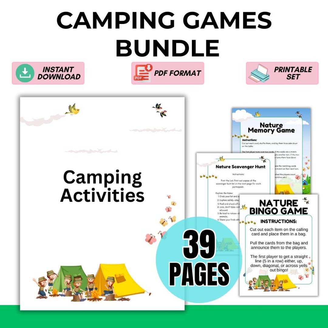 Camping Games Printable Bundle for Kids, Summer Camp Activities ...