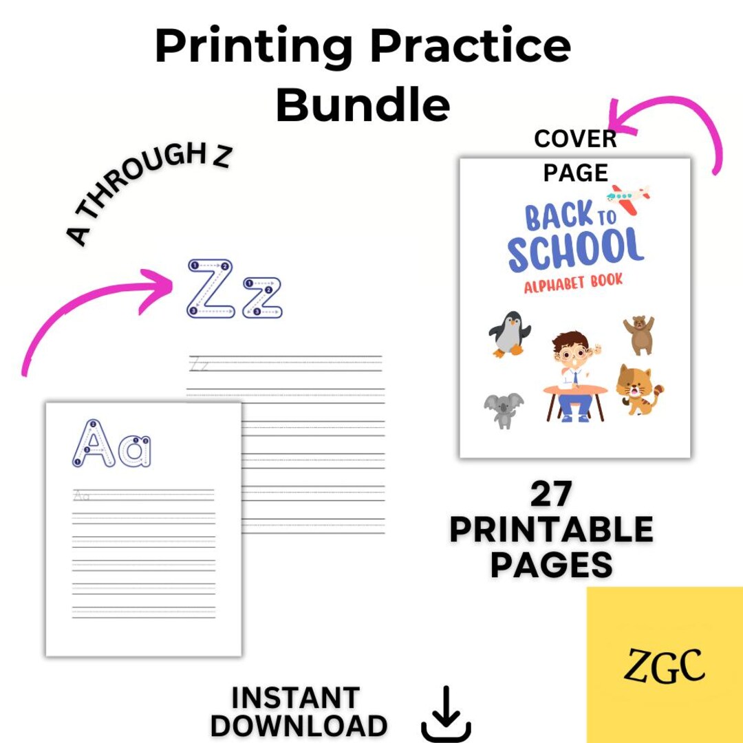 Back to School Alphabet Book Printable | Letter Tracing A-Z for ...