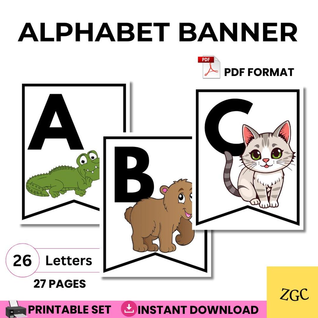 Printable ABC Banner | Black Uppercase Letters, Classroom Decor ...