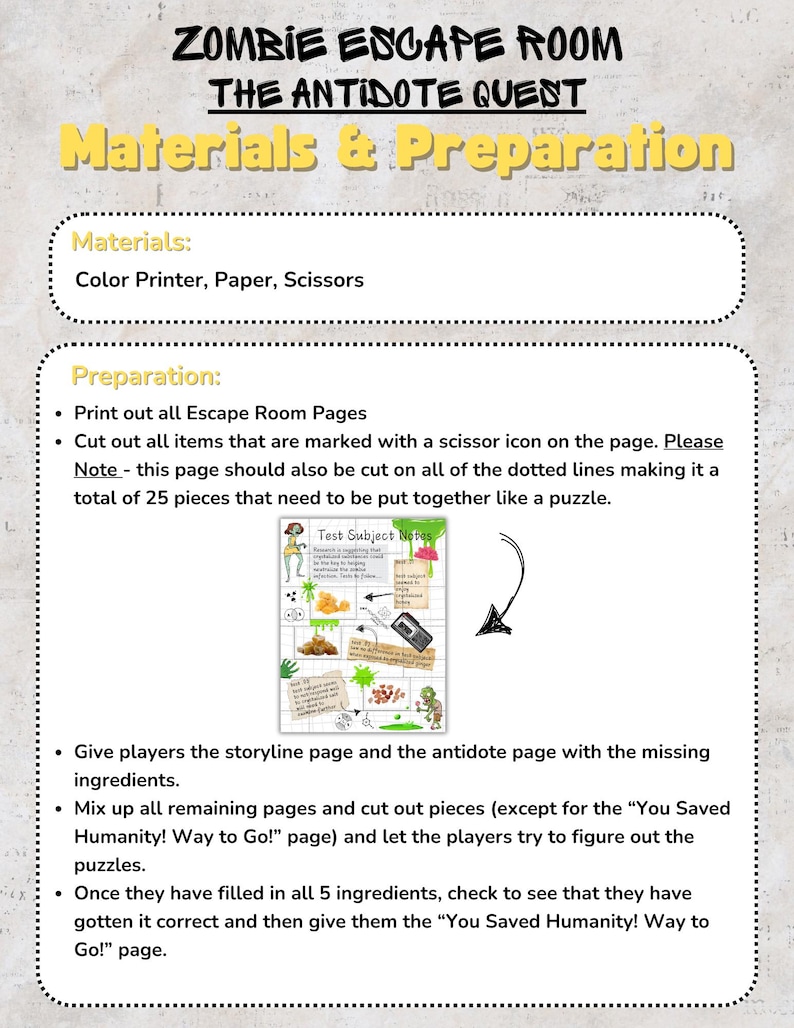 Printable Zombie Escape Room Game | Teen & Adult Party, Classroom ...