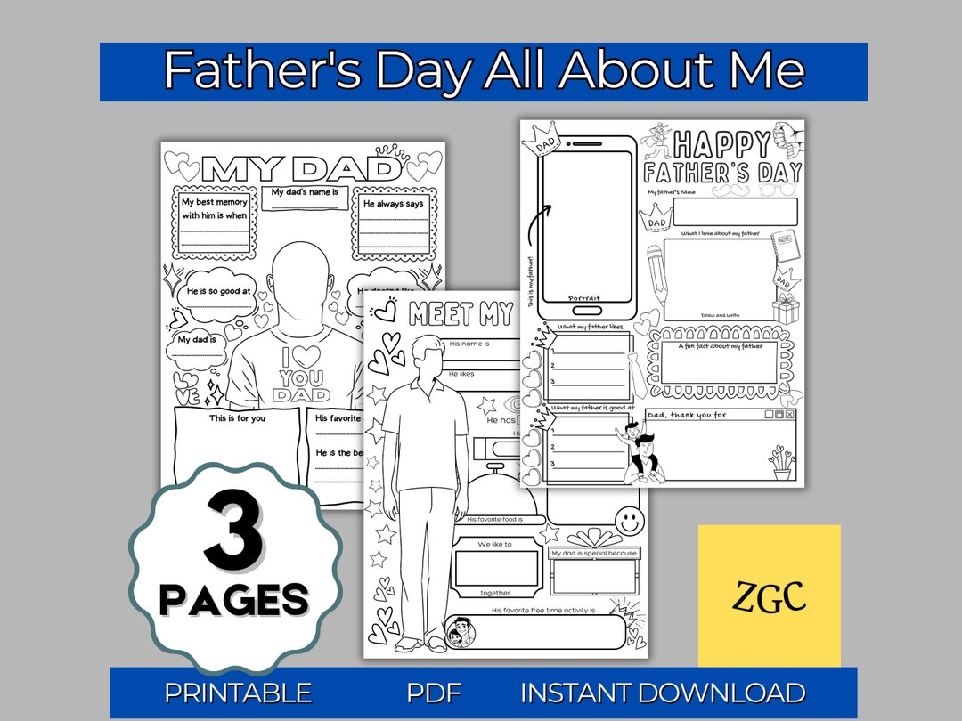 All About Dad Drawing and Colouring Activity, Three Fathers Day ...