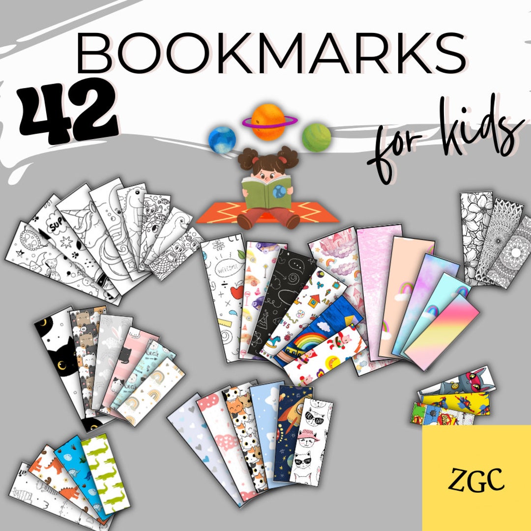 42 Bookmarks for Kids, Printable Bookmarks to Colour, Bookmarks for ...