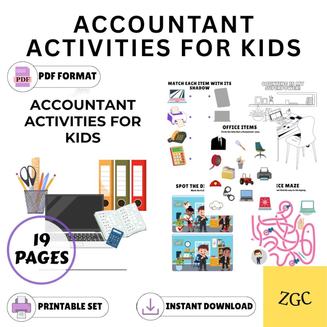Printable Accountant Career Activity Pack for Kids | Community Helper ...
