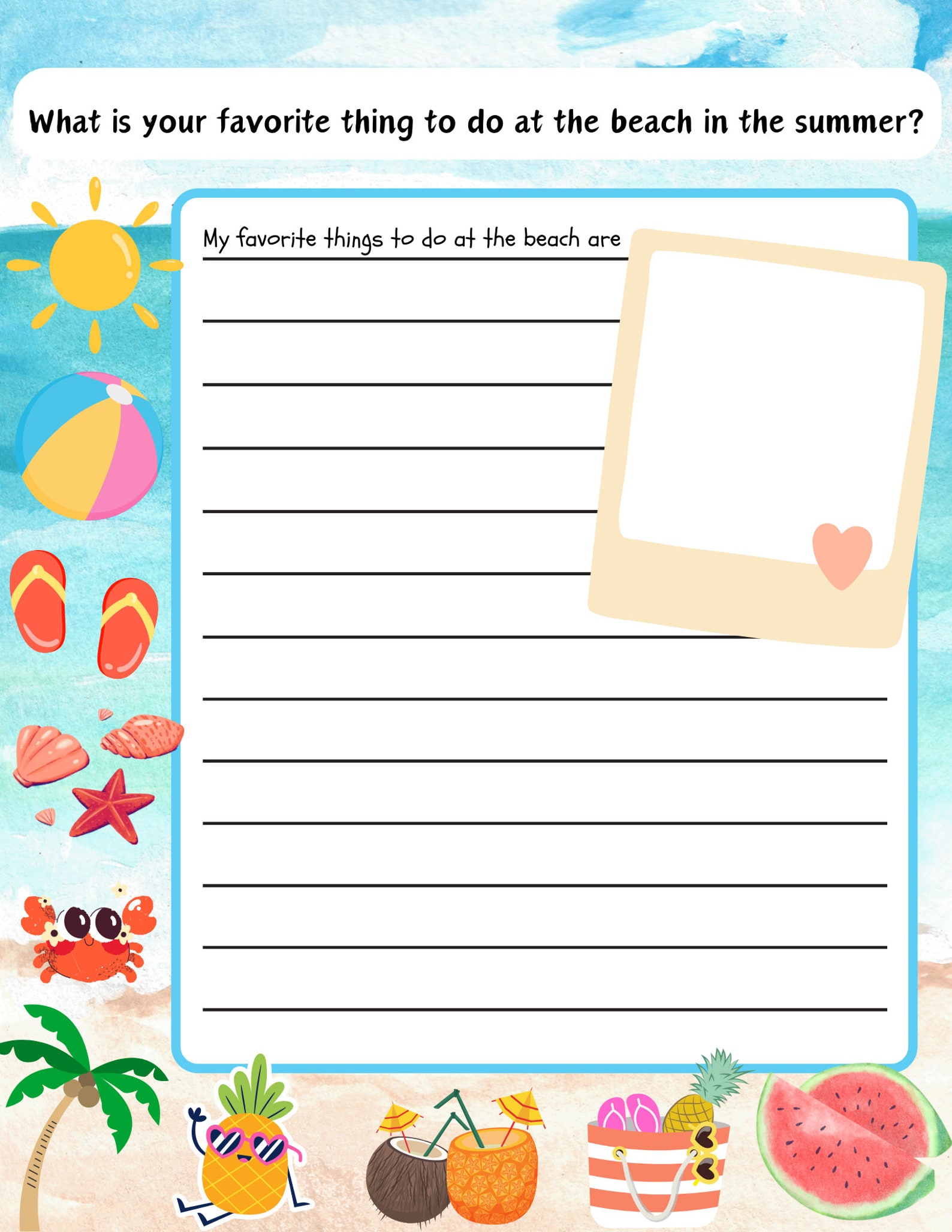 Kids Summer Writing Prompts, Primary Summer School Activities, Journal ...