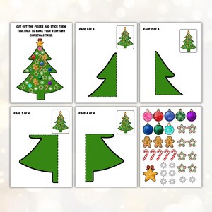Printable Christmas Puzzle Craft Bundle for Kids, Cut and Paste ...
