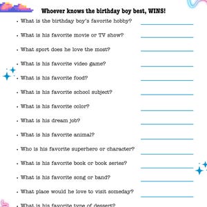 Printable Games for Teenage Boys' Birthday Party, Fun Challenges, Teen ...