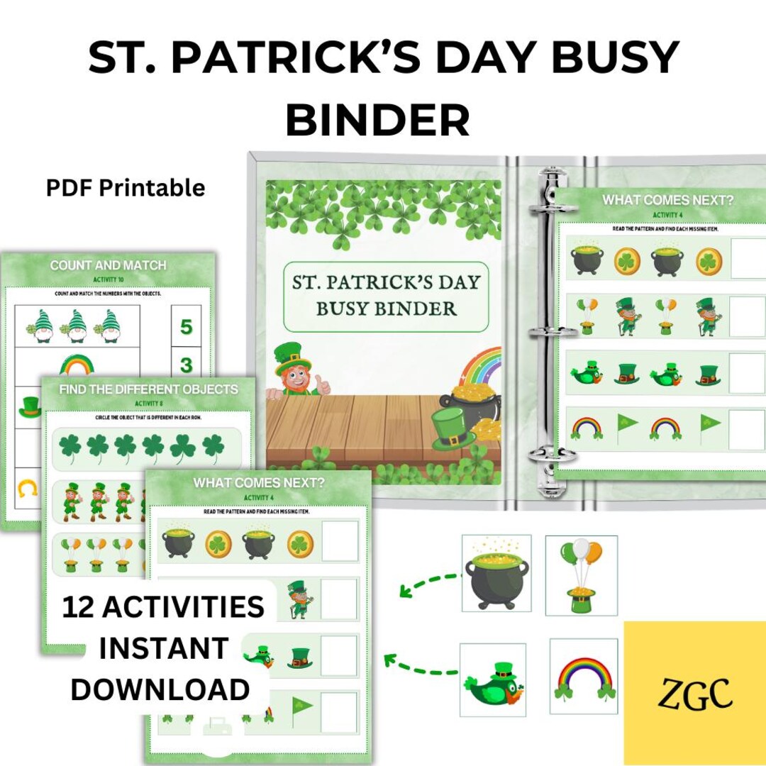 St. Patrick’s Day Busy Binder | Preschool & Kindergarten Math, Colors ...