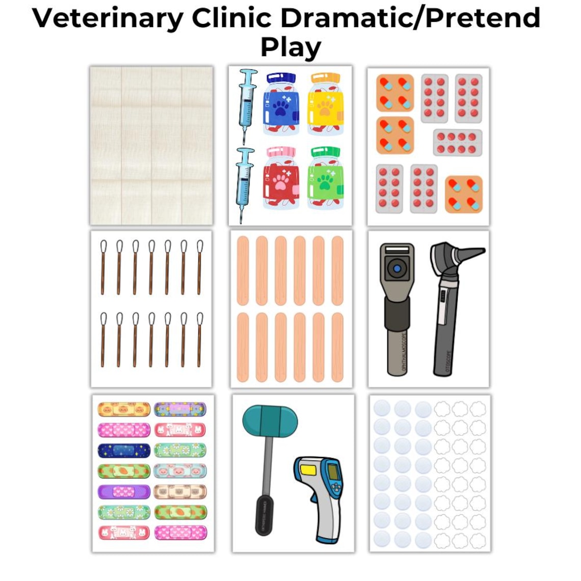 Veterinary Clinic Dramatic Play Printable Set for Kids | Pretend Vet ...