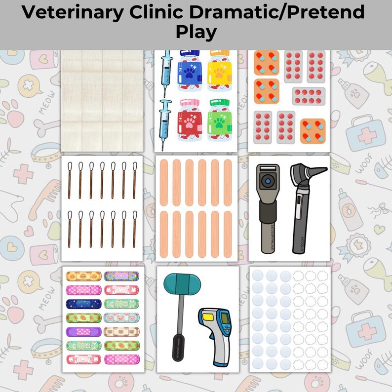 Printable Veterinary Clinic Cut Outs, Veterinarian Pretend Play Signs ...