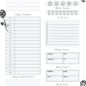 7-day Weekly Planner | Black & White Organizer (printable PDF) - Etsy