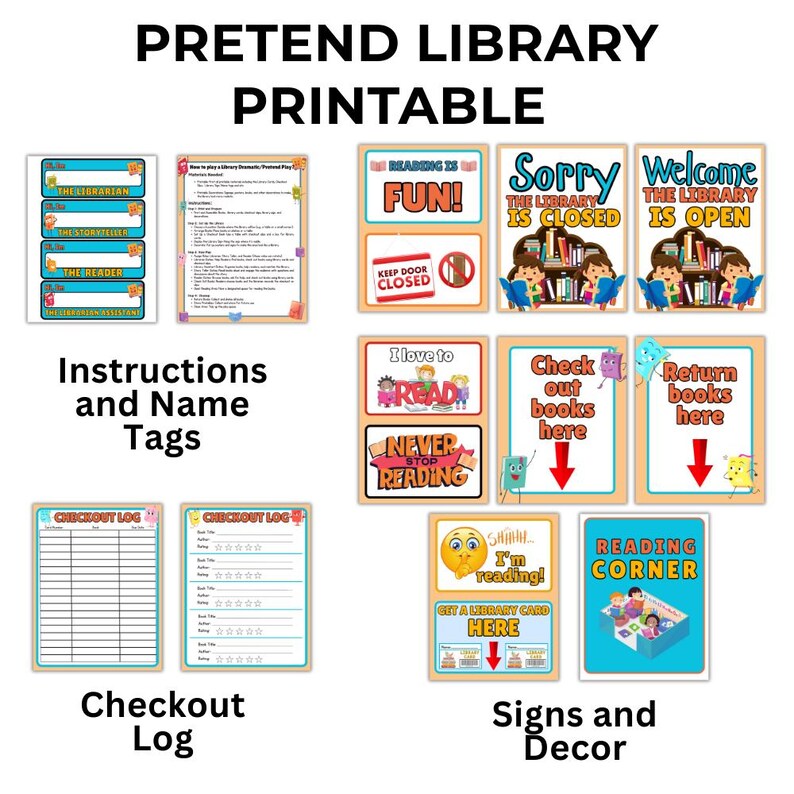 Library Dramatic Play Printable | Pretend Library Setup | Classroom ...