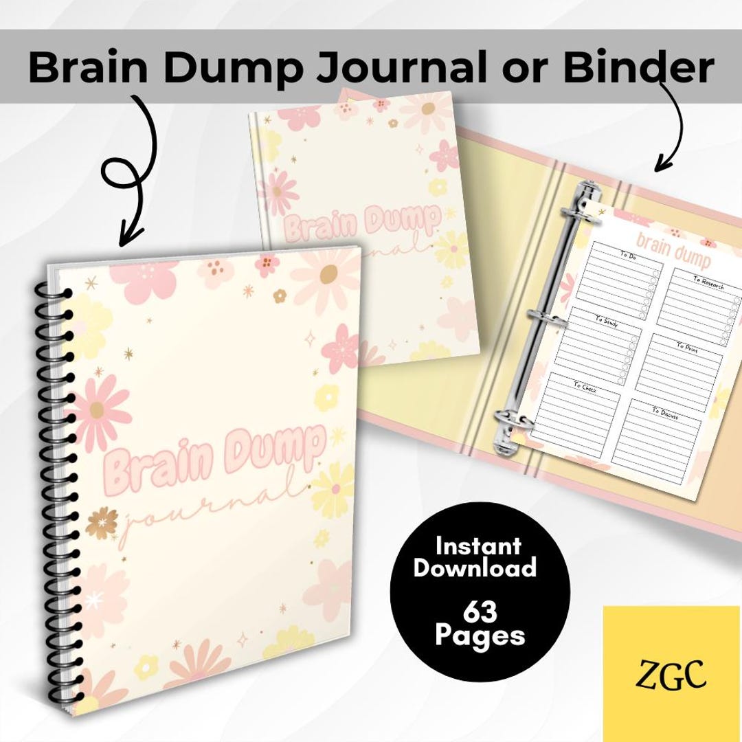 Pastel Brain Dump Journal | Printable Planner | Mental Clarity & Goal ...