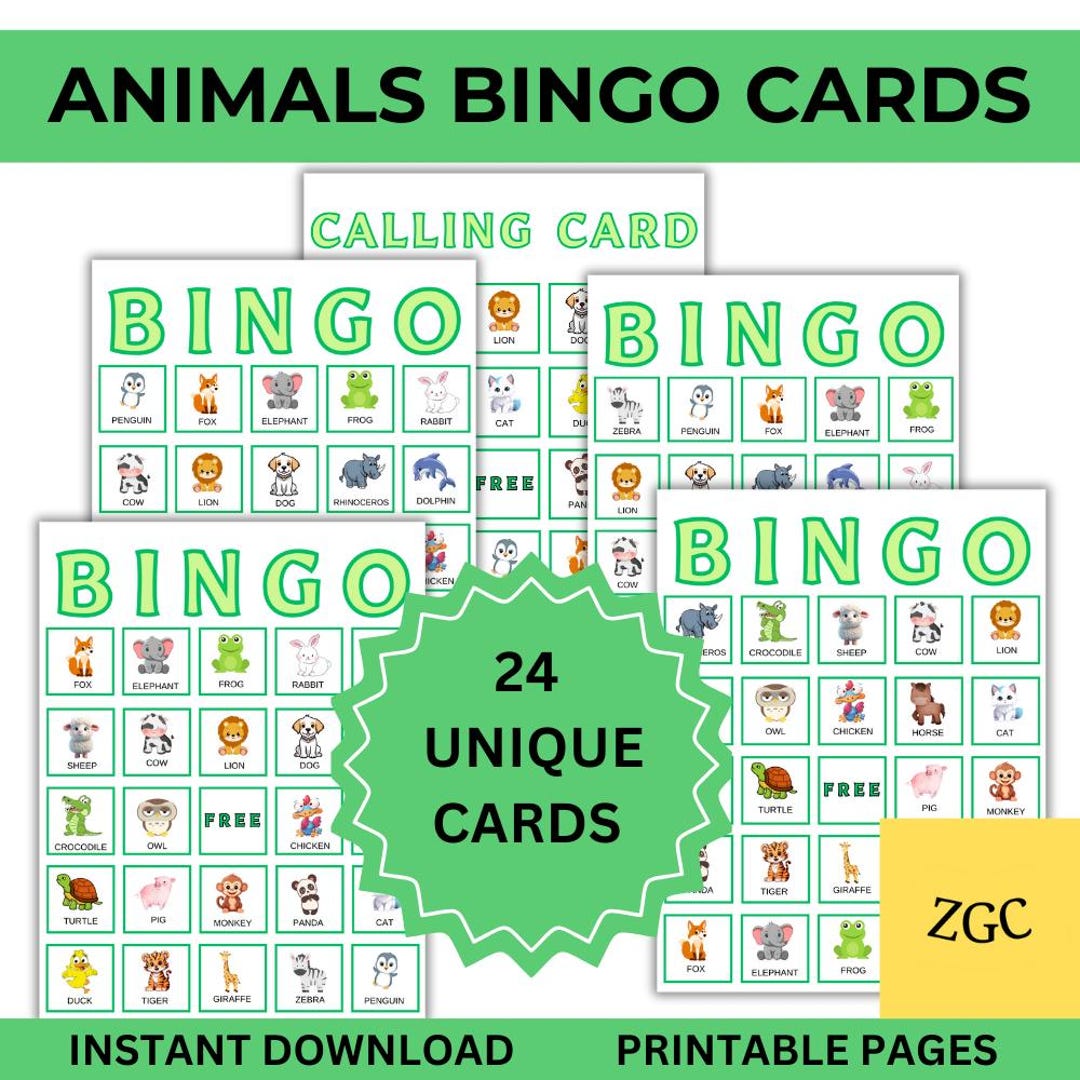 Printable Animals Bingo Game, Fun Animal Activity for Kids, Classroom ...