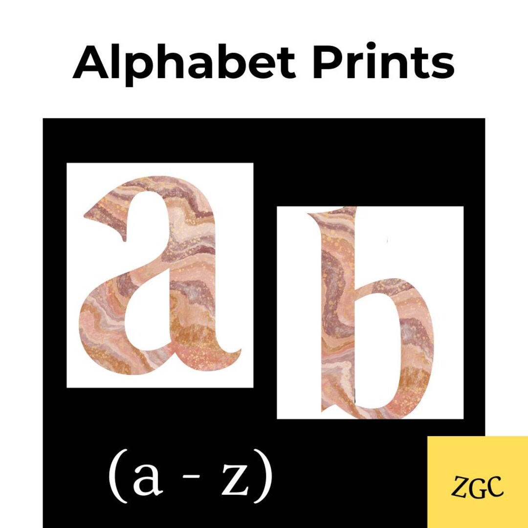 Printable Neutral Marble Lowercase Alphabet Cards A-Z | ABC Flashcards ...