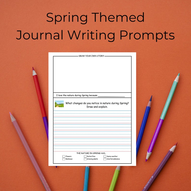 Kids Spring Printable Journal Writing Prompts, Spring Resource, Kids ...