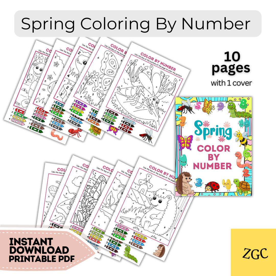 Printable Spring Coloring Activities, Spring Color by Number, Spring ...