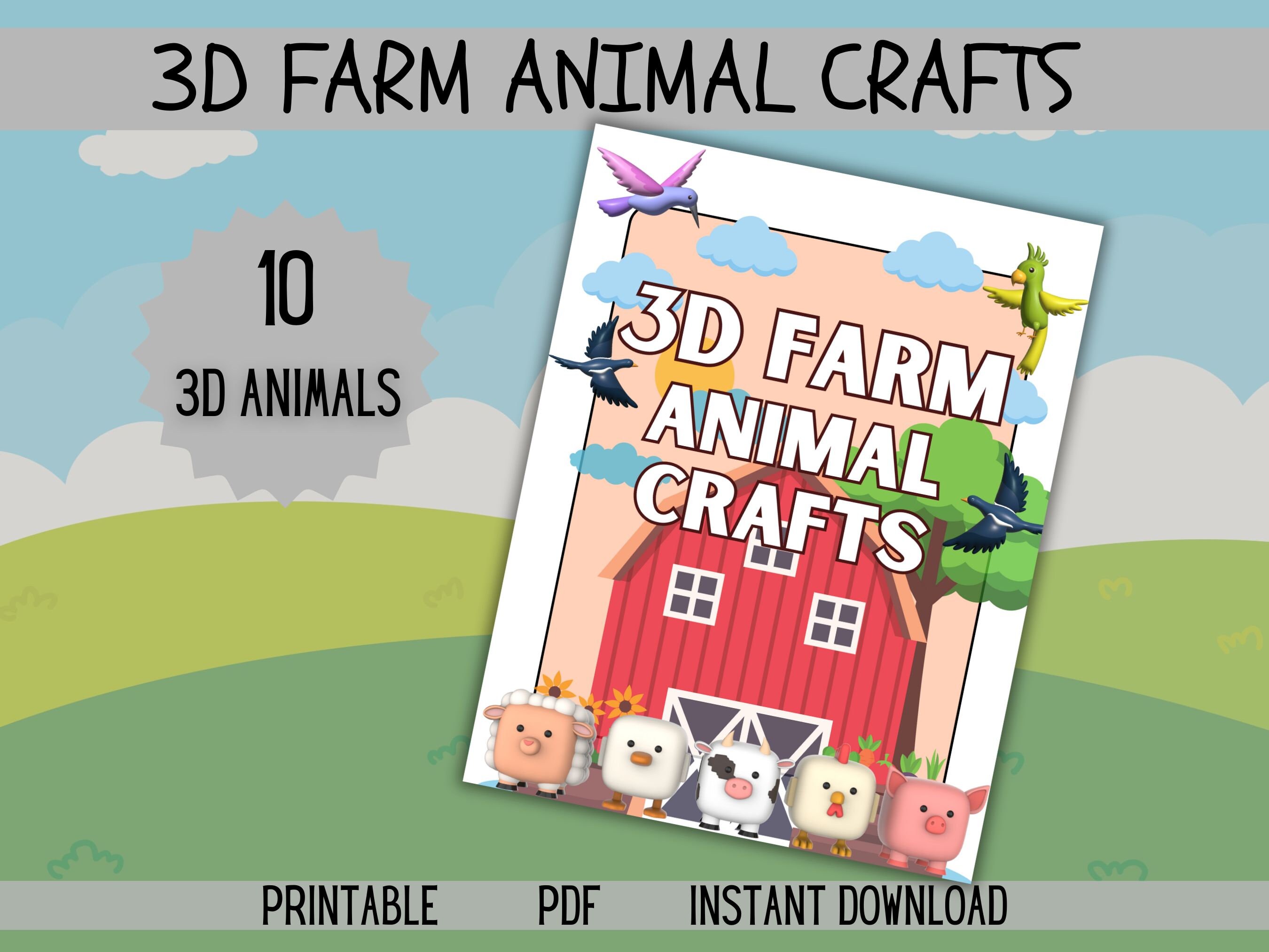 3D Farm Animal Crafts, Printable Preschool Activity, Homeschool ...