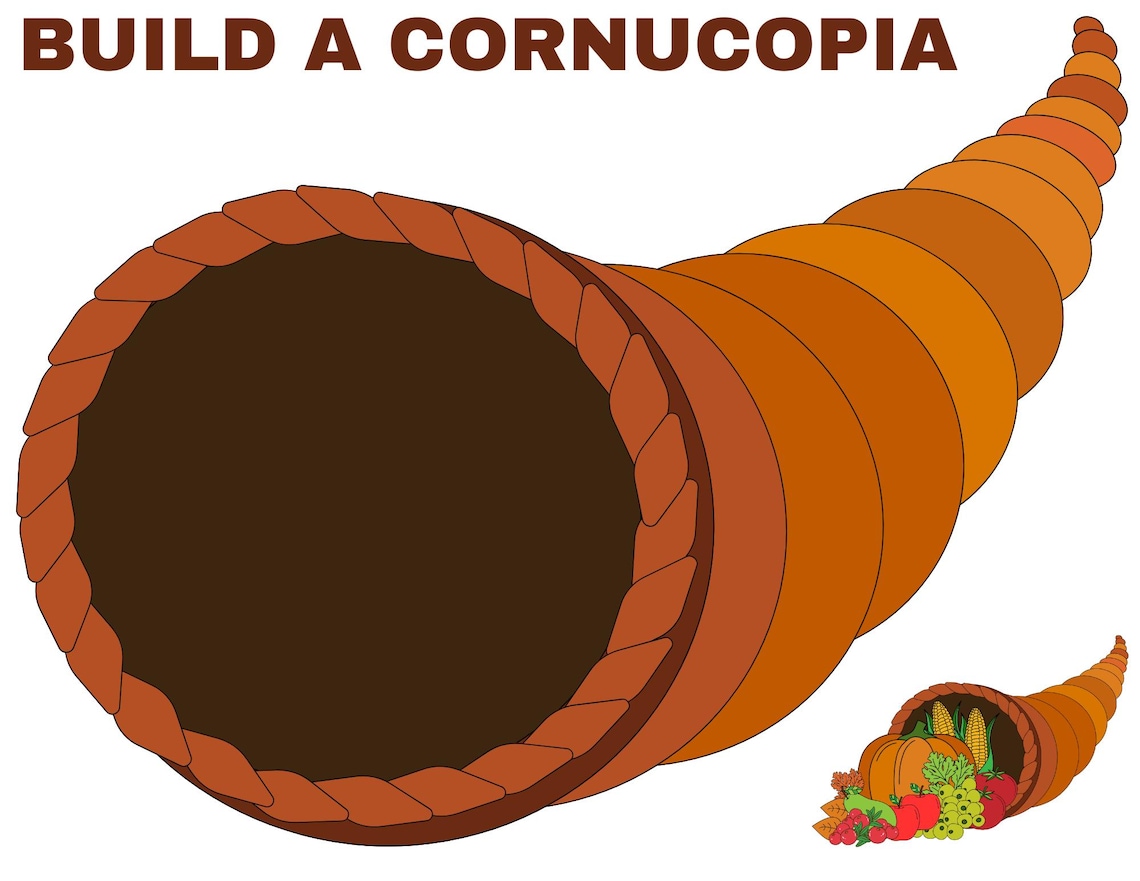 Cornucopia Paper Craft, Thanksgiving Cut and Paste Activity (digital ...