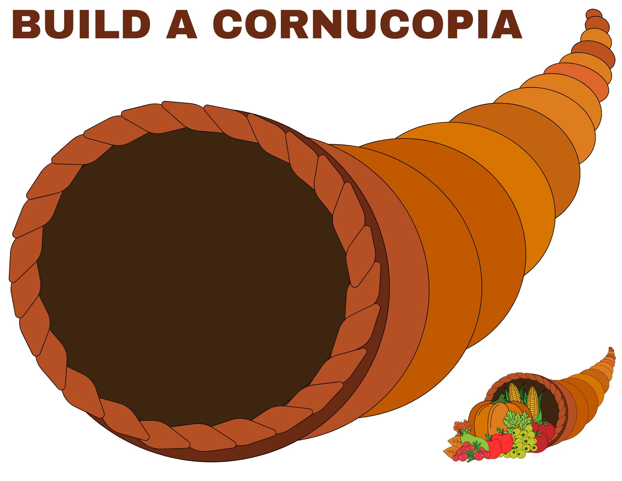 Build a Cornucopia Paper Craft for Kids, Thanksgiving Cut and Paste ...