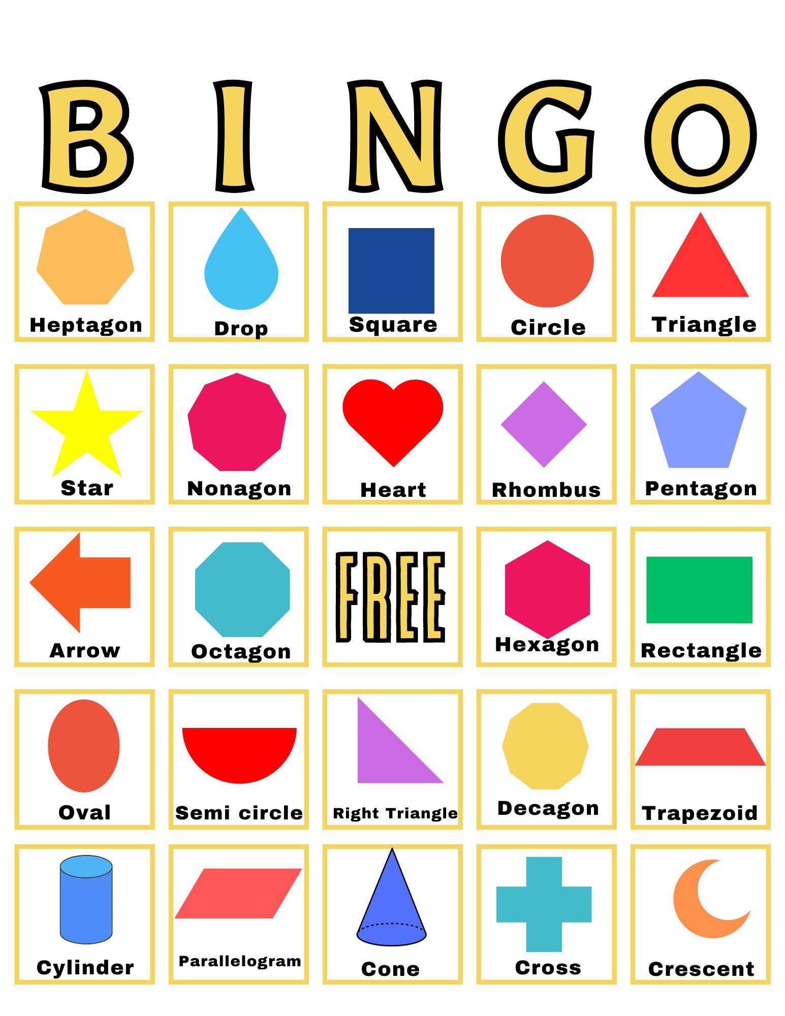 Shapes Bingo Game | Printable Shape Recognition Activity | Fun ...