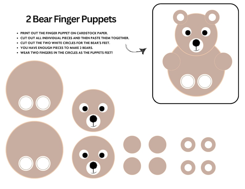 Printable Animal Finger Puppets | DIY Paper Craft for Kids (PDF Pattern ...
