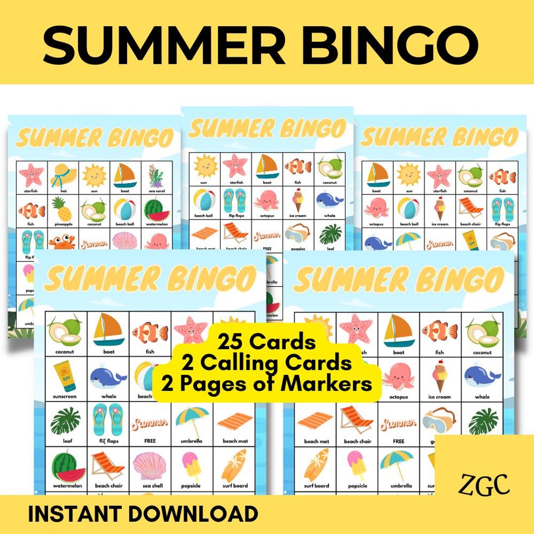 Printable Summer Bingo Game | Fun Classroom Activity | 29 Pages With ...