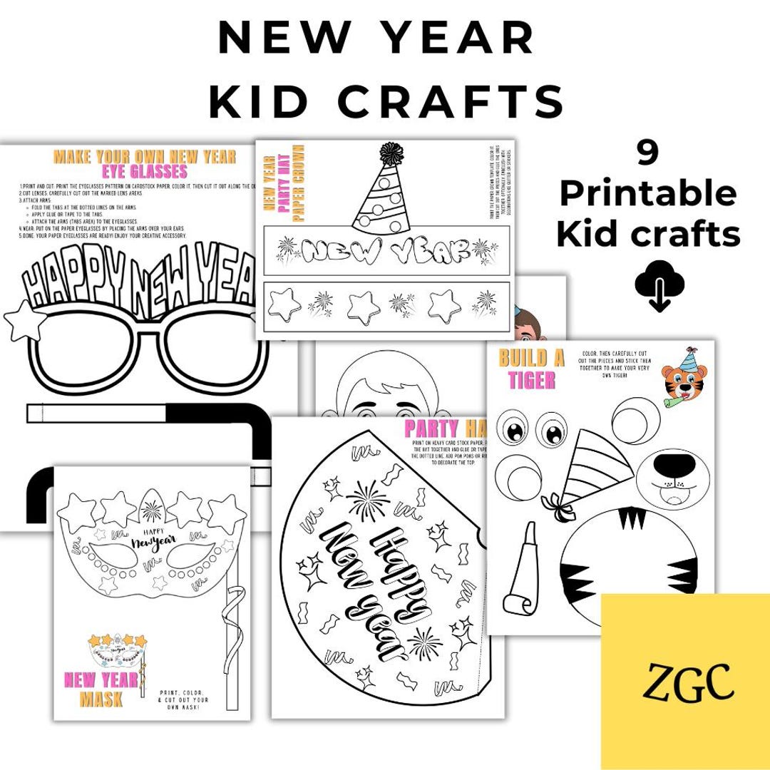 New Year Kids Craft Bundle | Printable New Year Activities for Kids ...