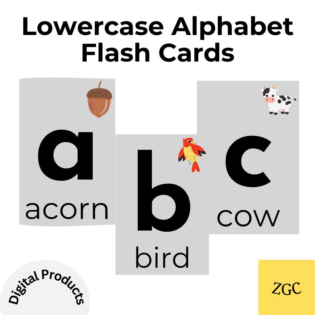 Lowercase Alphabet Flash Cards | Printable Letter Learning | Kids ...