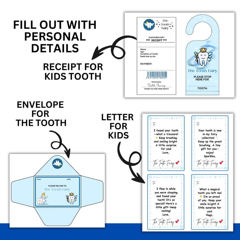 Printable Tooth Fairy Kit for Boys | Tooth Fairy Certificate | Lost ...