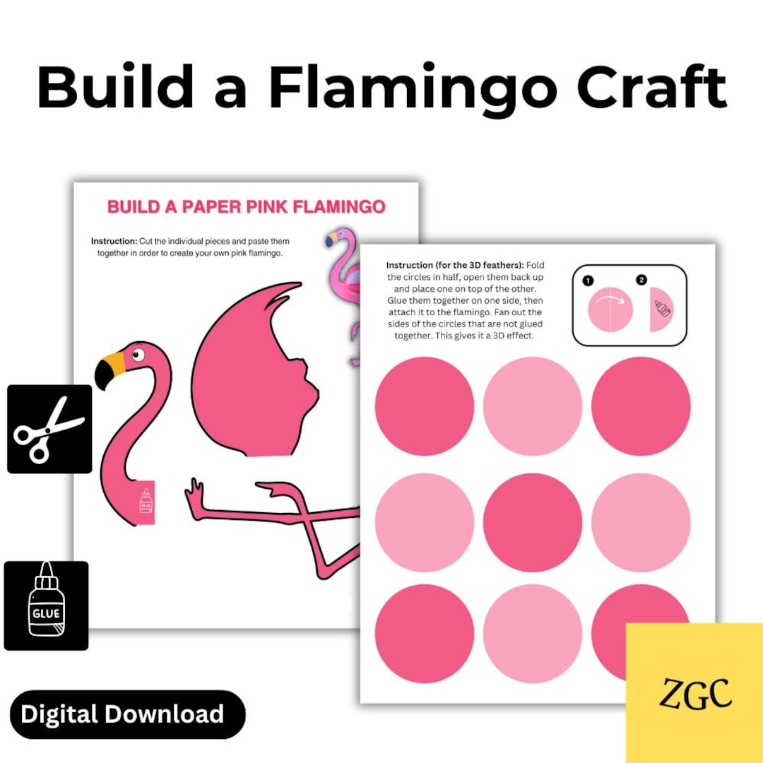3D Paper Pink Flamingo Craft | Printable Activity (PDF) - Etsy