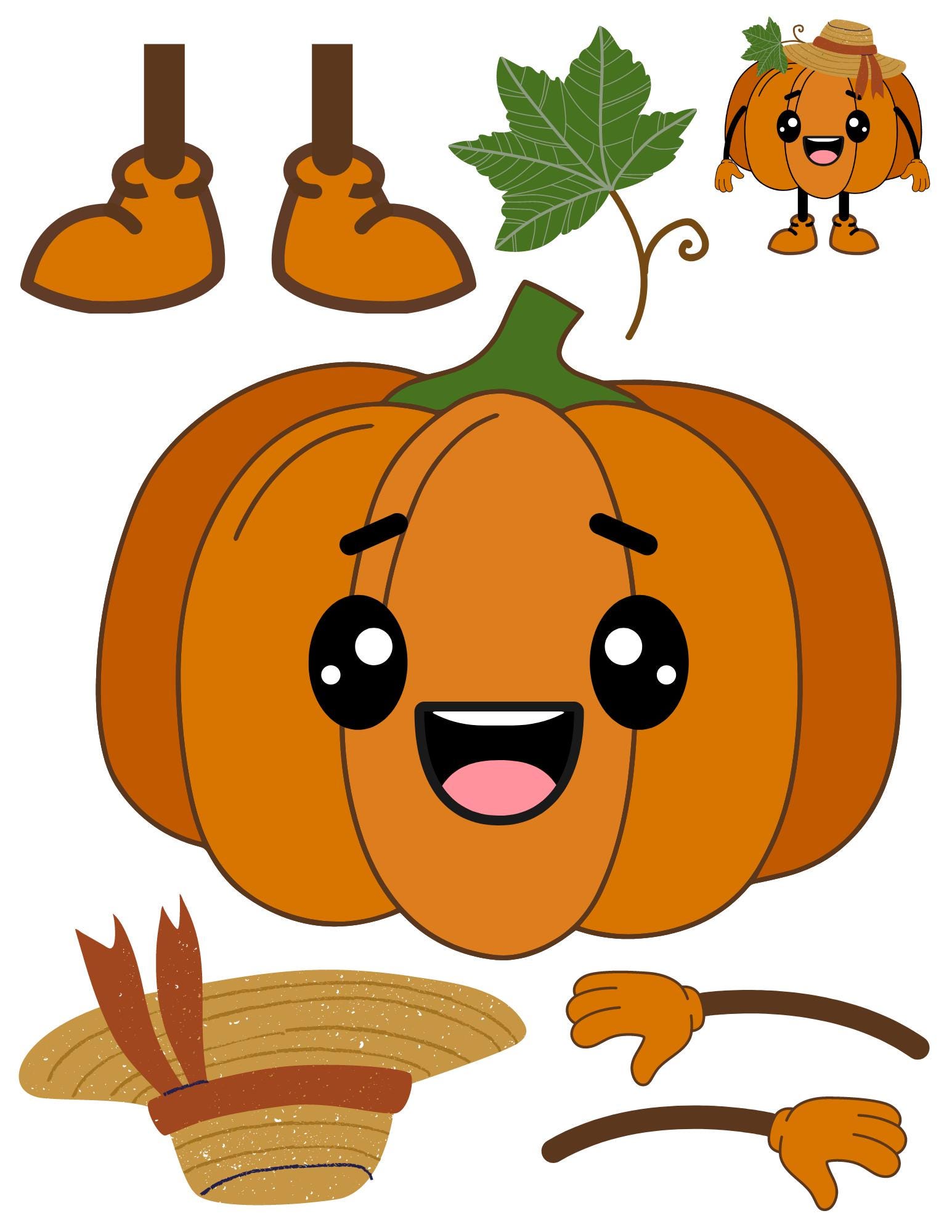 Printable Make a Squash Paper Craft, Halloween Kids Craft, October ...