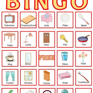Printable Household Items Bingo Cards, Kids Fun Bingo Game, Preschool ...