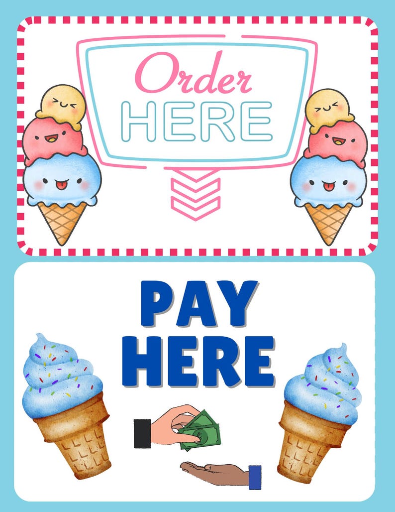 Ice Cream Shop Dramatic Play Printables | Pretend Play Center for ...