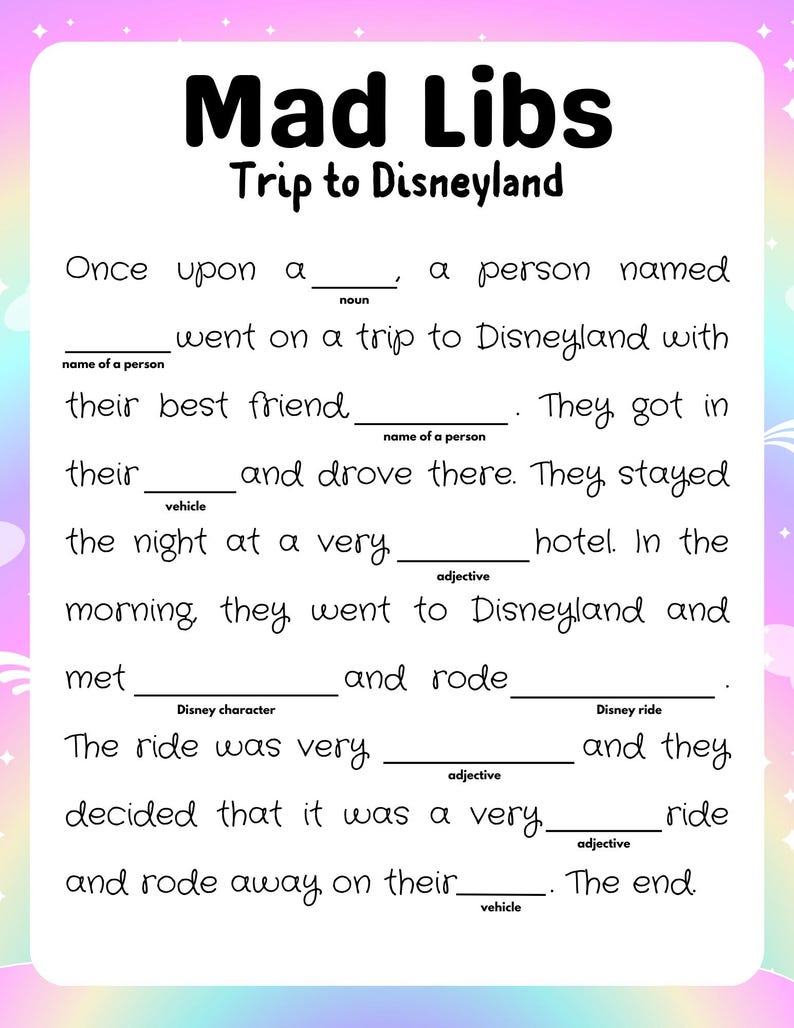 Printable Mad Libs for Kids | Fun Word Game for Classrooms, Road Trips ...
