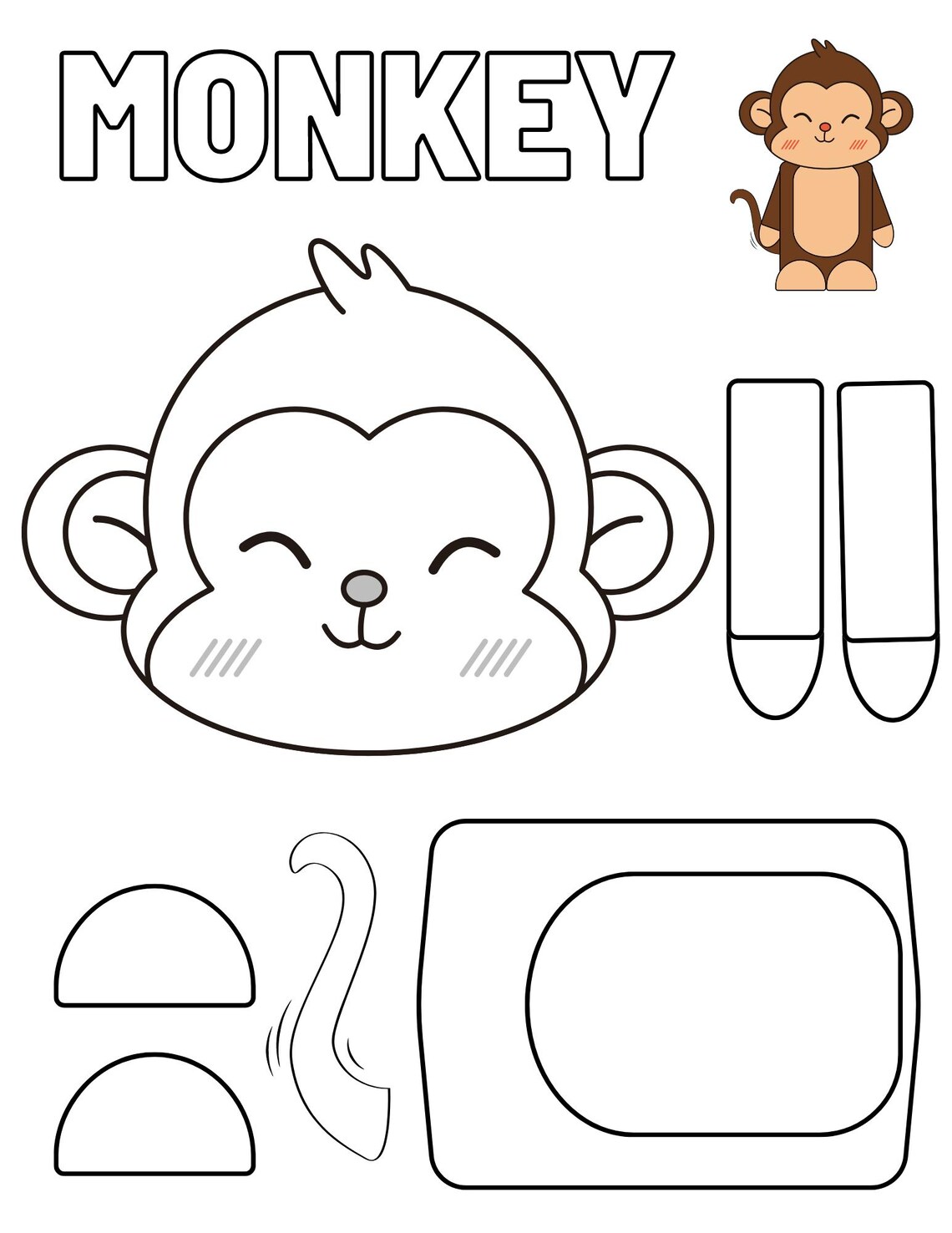 Printable Animal Crafts for Kids, Color Cut and Paste Activities, 15 ...