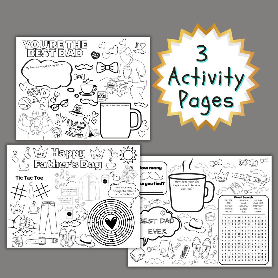 Father's Day Printable Activity Bundle, All About My Dad Gift, Father ...