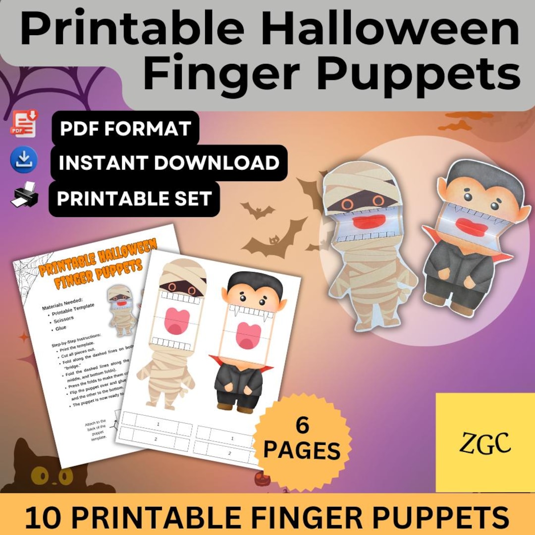 Marionnettes à doigt à imprimer pour Halloween, Activité préscolaire à ...