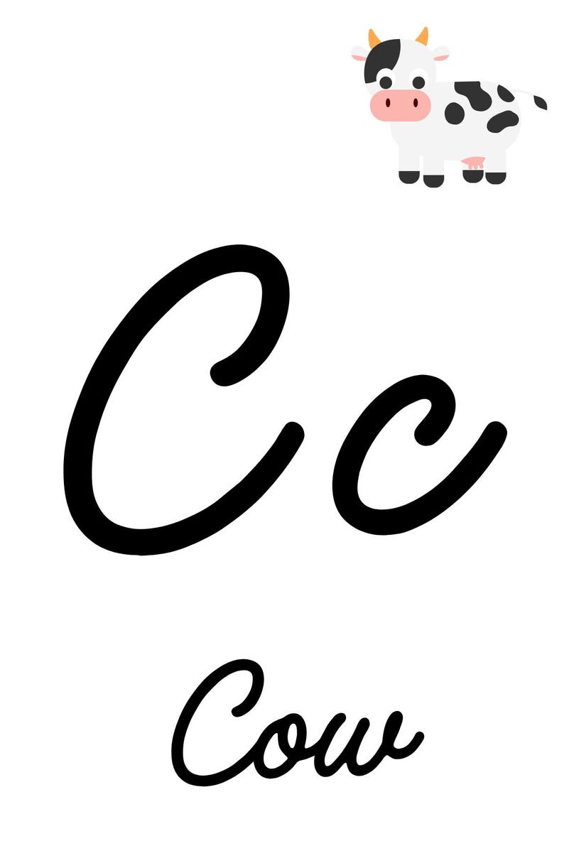 Black and White Cursive Alphabet Flash Cards | Printable ABC Flashcards ...