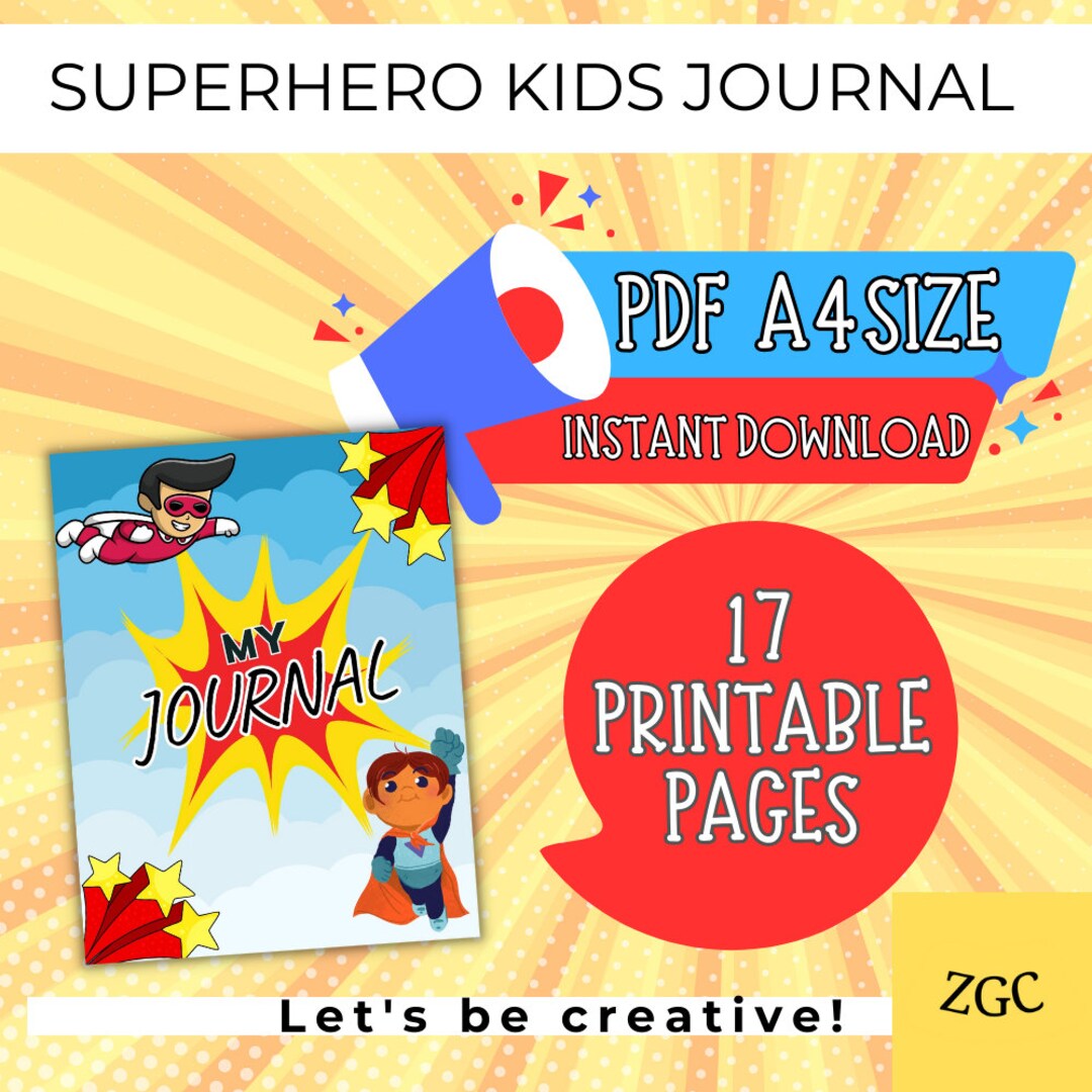 Printable Superhero Journal for Kids, Writing Prompts, Drawing Practice ...