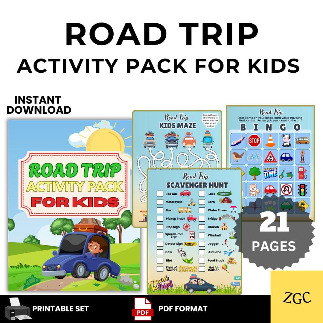 Road Trip Activity Pack for Kids | Travel Games PDF | Car Ride ...