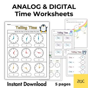 Printable Digital and Analog Time Practice Sheets, Digital Time ...