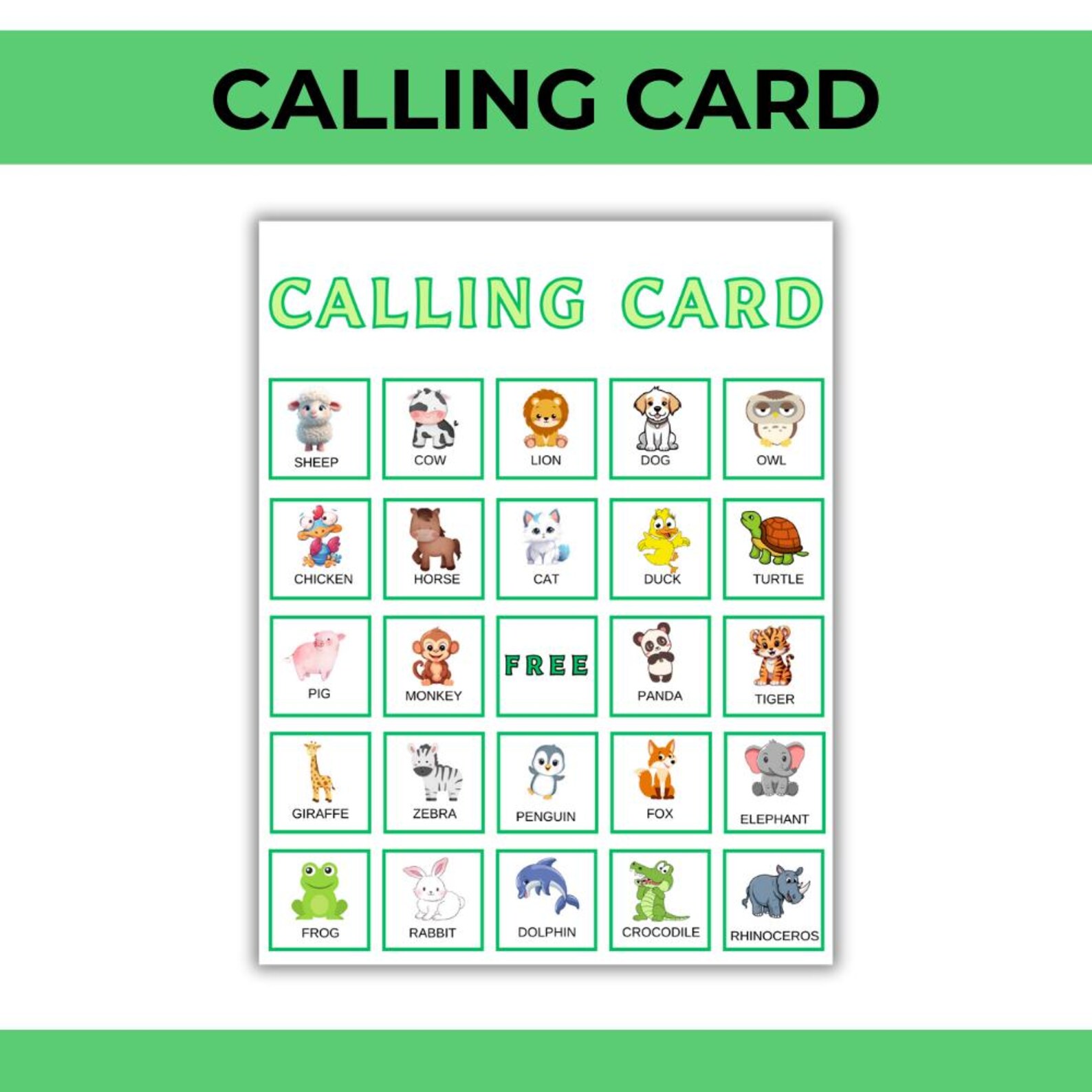 Printable Animals Bingo Game, Fun Animal Activity for Kids, Classroom ...