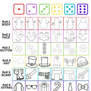 Roll and Draw a Snowman Game – Fun Winter Printable for Kids, Fine ...