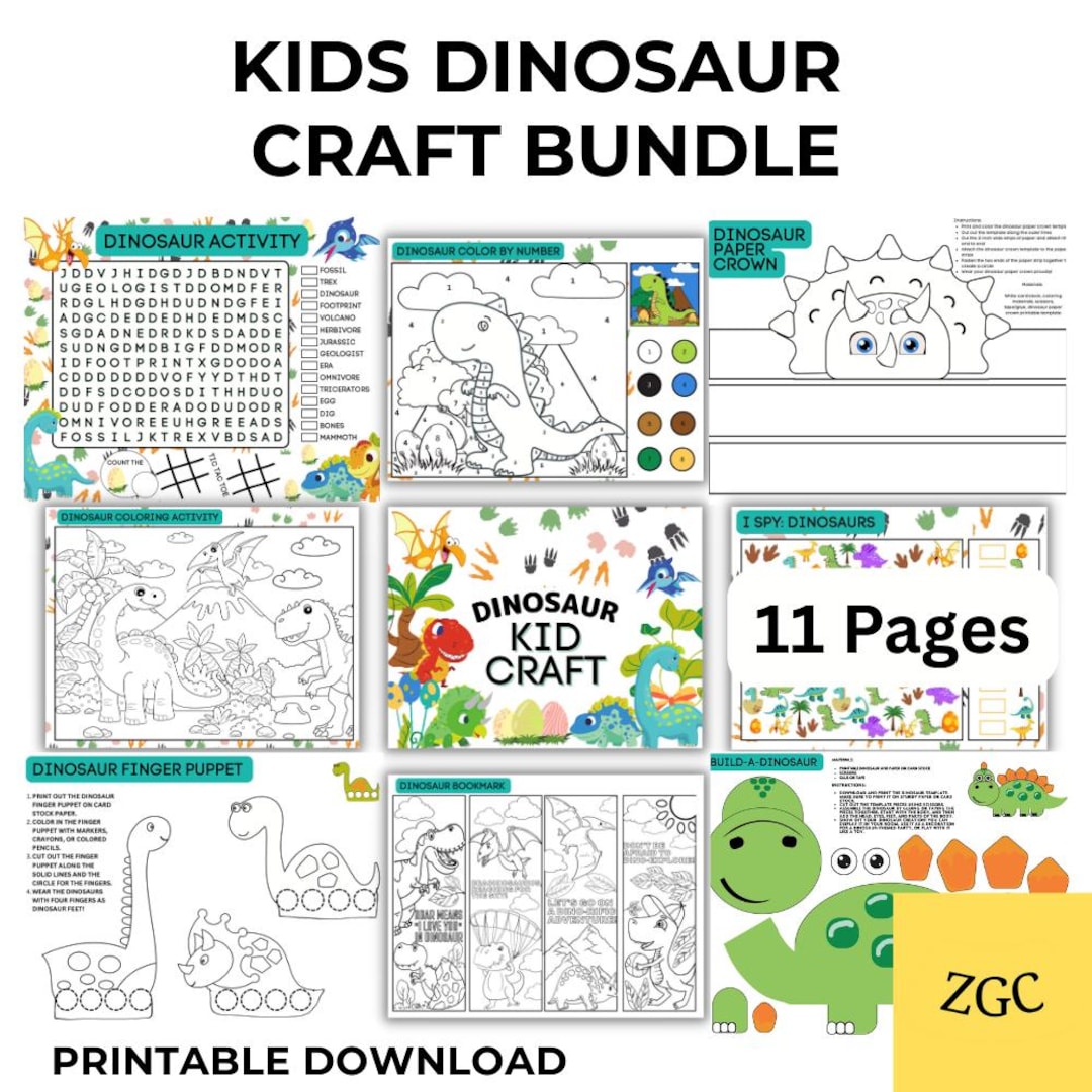 Printable Dinosaur Craft Pack for Kids | Build a Dinosaur, Crowns ...