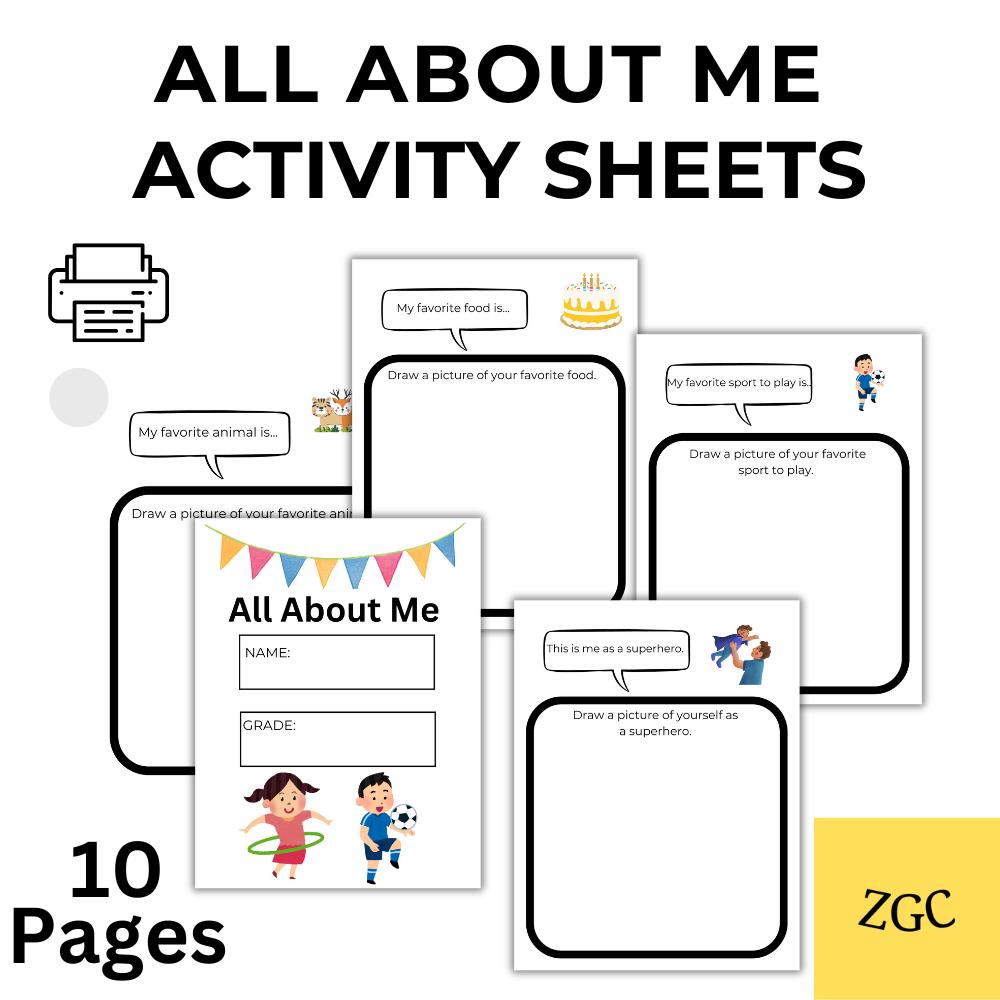 All About Me Kids Activity Book | Back to School Printable (PDF ...