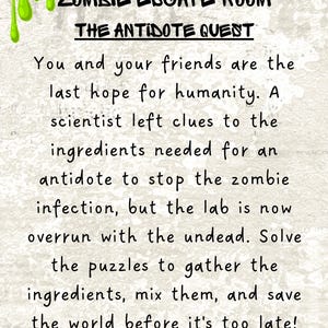 Printable Zombie Escape Room Game | Teen & Adult Party, Classroom ...