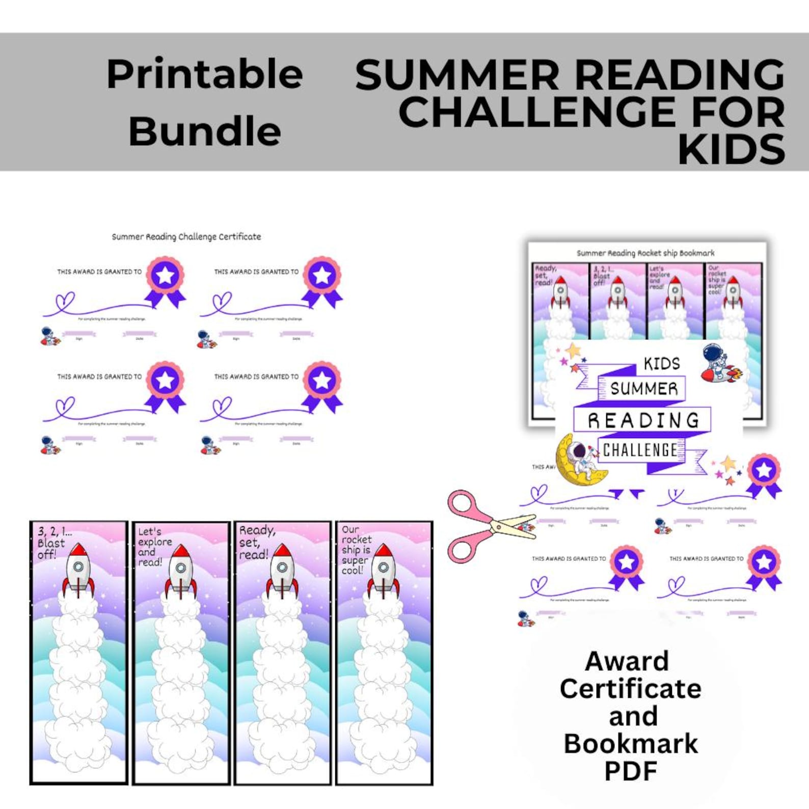 Space Themed Summer Reading Challenge Printable Bundle - 10 Fun Pages ...